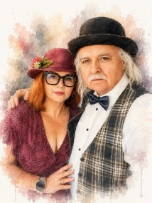 Akvarelová romance – Osobitý portrét na plátně z vaší fotky