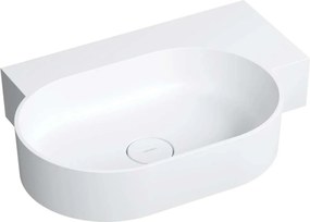 OMNIRES Ovo M+ - Umyvadlo 65x45 cm, bez přepadu, bez otvoru pro baterii, pravé, matná bílá OVO645UWPBM