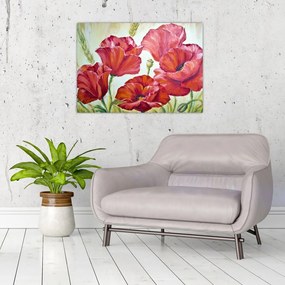 Skleněný obraz - Květy vlčích máků (70x50 cm)
