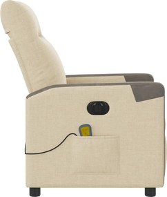 Elektrické masážní polohovací křeslo krémové textil 3324088