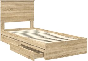 Postel s úložným prostorem se zásuvkou Sonoma dub 90 x 200 cm 3411245