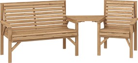 Sada 3 zahradních židlí, sada balkonového nábytku s otvorem pro slunečník, zahradní židle, lavice, odnímatelný stůl 121x65x90 cm přírodní dřevo