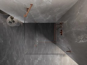 Mexen Lunar-B, pravostranný výklopný sprchový kout 100 x 100 cm, 8mm čiré sklo, profil měděná matná, 832-100-100-65-00-P