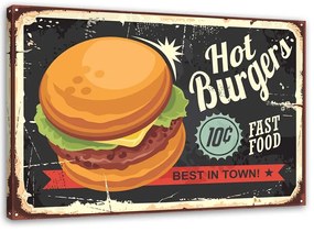 Gario Obraz na plátně Nápis Retro burger Rozměry: 60 x 40 cm