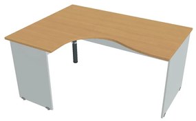 Stůl ergo pravý 160*120 cm - Hobis Gate GE 2005 P Dekor stolové desky: buk, Dekor lamino podnože: šedá, Barva nohy: černá