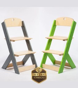 Lucas Wood Style - rostoucí židle OMEGA III zvýhodněný set 2 ks - šedá +  zelená