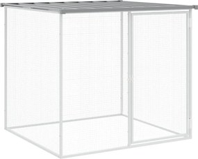 Klec pro kuřata se střechou světle šedá 403 x 98 x 90 cm ocel 3189045