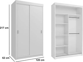 ARK Šatní skříň KLASIK 120 cm, Bílá