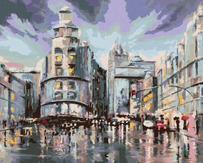 zuty zuty - malování podle čísel - madrid a deštivé počasí, 80x100 cm, plátno