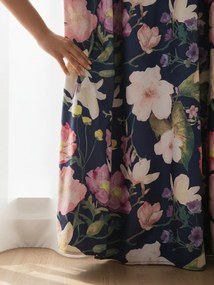 Sinsay - Sametová závěsová látka s květinovým motivem - námořnická modrá