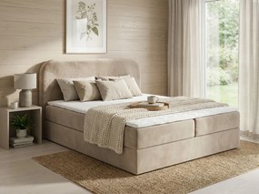 Čalouněná postel boxspring FORENA 140x200 cm béžová Matrace: Matrace Bonell pružinová