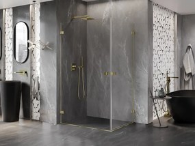 Mexen Lunar-B Duo, výklopný sprchový kout 80 x 70 cm, 8mm čiré sklo, zlatý profil, 832-080L-070P-50-00