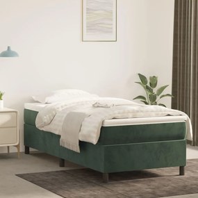 vidaXL Box spring postel s matrací 90x200 cm samet [3144658] Barva: Tmavě zelená