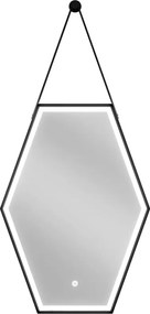 Mexen Orla, LED koupelnové zrcadlo s podsvícením a černým rámem 50x70 cm, 6000K, ochrana proti zamlžování, 9815-050-070-611-70