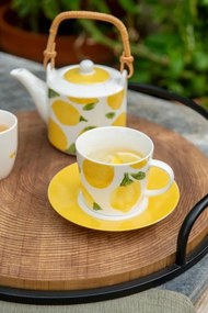 Kávová sada 4 šálků s podšálky Casa Limone - Ø 13*7 cm / 200 ml
