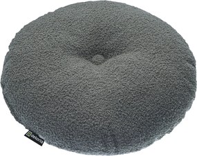Sametový polštář s knoflíkem barva šedá látka pletený vzor