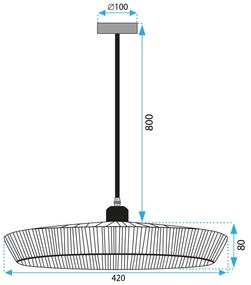 Toolight Toolight, stropní svítidlo 1xE27 APP1407-1CP, černá-hnědá, OSW-02414