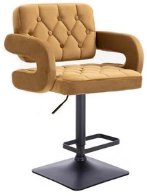 LuxuryForm DESIGN Barová židle  ADRIA VELUR na černé hranaté podstavě - medová