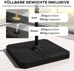 Hliníkový konzolový slunečník Ø244cm Slunečník se stojanem na kliku Vodoodpudivý 360° otočný Tmavě šedý