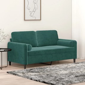 2místná pohovka s polštáři tmavě zelená 140 cm samet 3200883