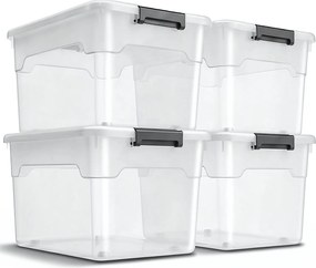 Juskys Plastové úložné boxy s víkem Velikost sady: 6 ks, Objem: 30 L