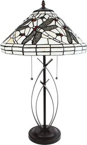 Stolní lampa Tiffany White Dragonfly - 41x69 cm E27/max 2x40W