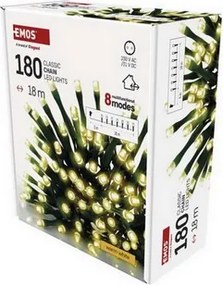 Vánoční osvětlení EMOS D4AW24 180LED řetěz 18m teplá bílá programy s časovačem