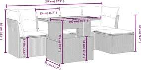 6dílná zahradní sedací souprava s poduškami černá polyratan 3275463