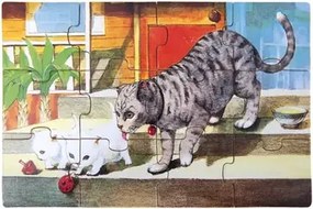 Bino Dřevěné puzzle v krabičce zvířátka / 50 dílků / od 0 let