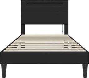 Rám postele s LED pásky s čelo Černá 90 x 190 cm Umělá kůže 3414700
