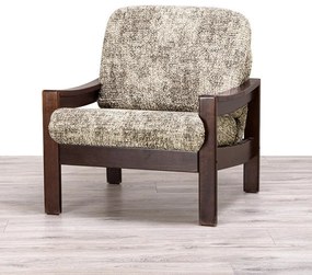 Bielastické potahy MARMO béžové křeslo s dřevěnými rukojeťmi (š. 40 - 70 cm)