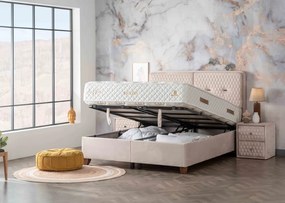 Čalouněná postel RELAX NEW s matrací - béžová 140 × 200 cm