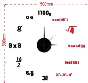 Nástěnné nalepovací hodiny Mauro Ferretti Math, ⌀ 50 cm