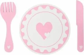 Small Foot Sada talířů s příbory Srdce / 6 dílků / od 3 let