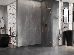 Mexen, Mexen Lunar L sprchová stěna pravá 100 x 200 cm, průhledná 8 mm, broušená měď - 830L-100-000-65-00-P
