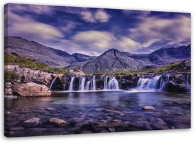 Obraz na plátně Vodopád Horská krajina - 60x40 cm
