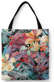 Nákupní taška Barevné listy - jemný rostlinný vzor v akvarelovém stylu
