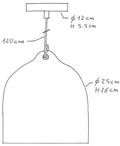 creative cables Závěsná lampa s textilním kabelem a keramickým stínidlem zvon M Barva: Rezavý efekt-bílá