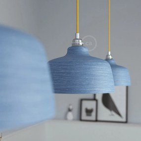 creative cables Závěsná lampa s textilním kabelem, keramickým stínidlem tvaru misky s kovovými detaily Barva: Terakotová strukturovaná-bílá
