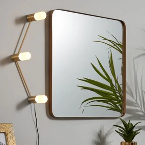 Zlaté kovové závěsné zrcadlo Kave Home Marco 60 x 60 cm