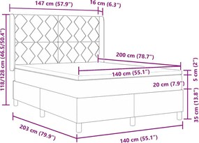 Postel s boxspringem s čelo Světle šedá 140 x 200 cm textil 3341896