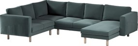 Potah na pohovku IKEA Norsborg rohová, 5-místná se šezlongem barva zelená látka sametová