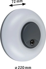 P 94956 LED venkovní nástěnné svítidlo Aureva pohybové čidlo IP65 kruhové 220mm 2200 - 4000K 20,5W 230V antracit/bílá polykarbonát - PAULMANN
