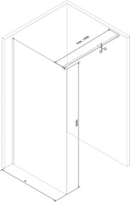 Mexen Kioto sprchová stěna Walk-in 80 x 200 cm, černá mřížka 8 mm, černá - 800-080-101-70-77