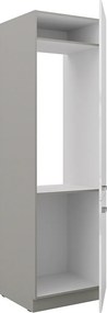 BIANCA sb | vysoká skříňka 60 LO-210 2F na vestavnou lednici | 60 cm | světle šedá/bílá lesk