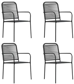Zahradní židle 4 ks bavlněné provázky a ocel černé,  312156
