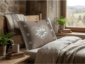 Polybavlněný povlak na polštář HEART RETRO POLY 50x70 cm, hnědý