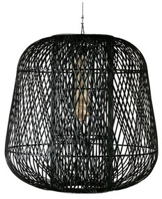 Černá závěsná lampa z bambusu WOOOD Moza, ø 100 cm
