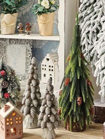 Hnědá dekorace vánoční stromek se šiškami Christmas Tree - Ø 7*19 cm