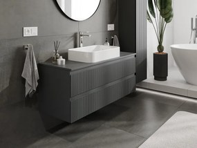 Mexen Rivel, koupelnová skříňka 120 cm, 2 zásuvky, drážkovaná, grafitová matná, 91A20-12047-2-BFF66